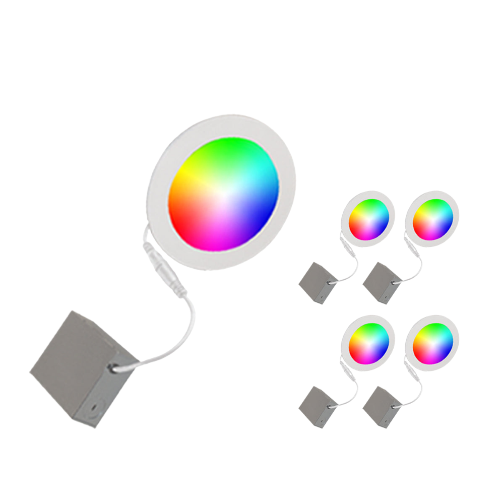 6" Smart WiFi RGB+White LED Recessed Light Fixture (4-Pack)