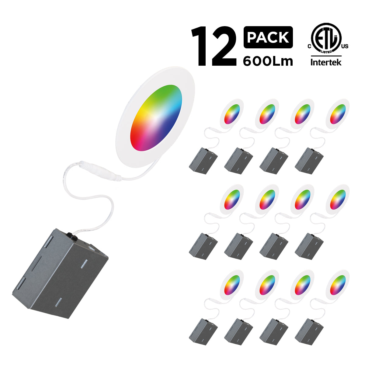 4" Smart Wi-Fi RGB LED Recessed Light Fixture (12-Pack)